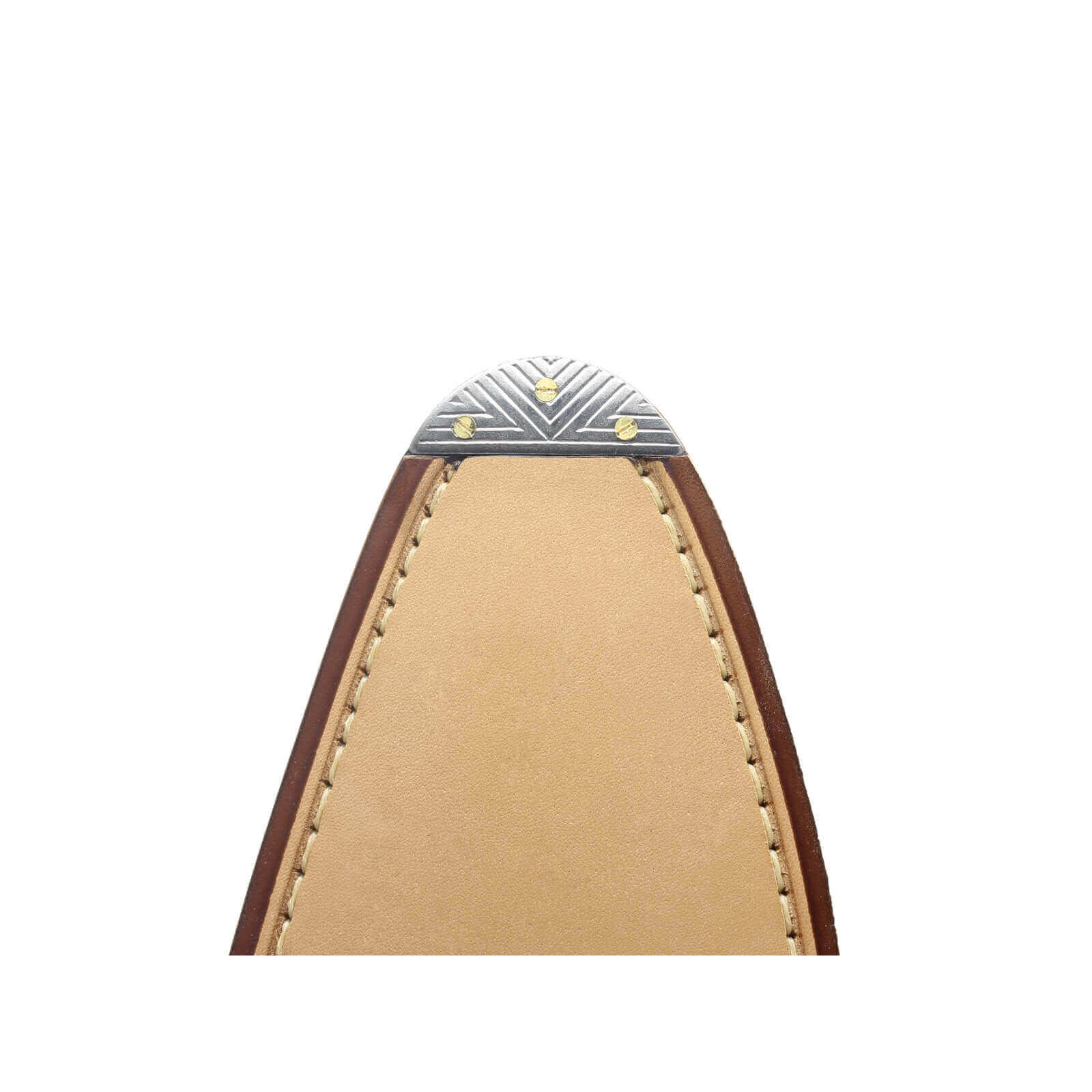 Flush fitted shoe tip protectors for leather soles