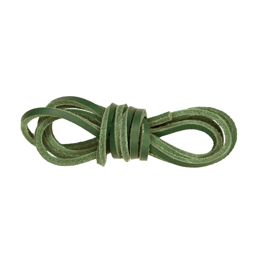 Green leather laces for boat shoes